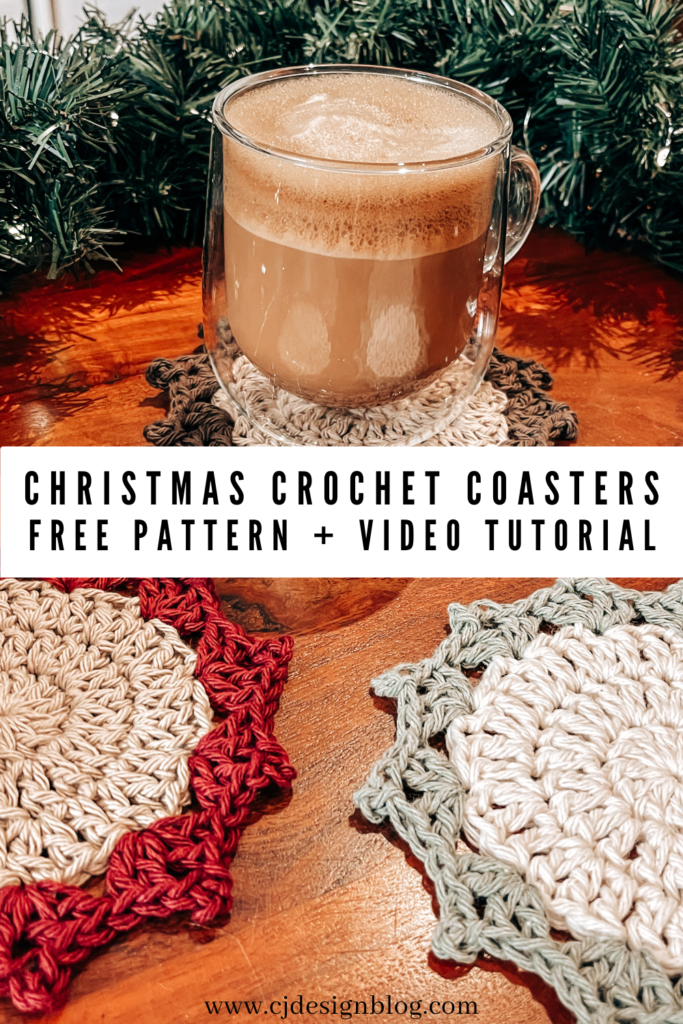 Simple and beautiful Christmas Crochet Coasters - CJ Design Blog