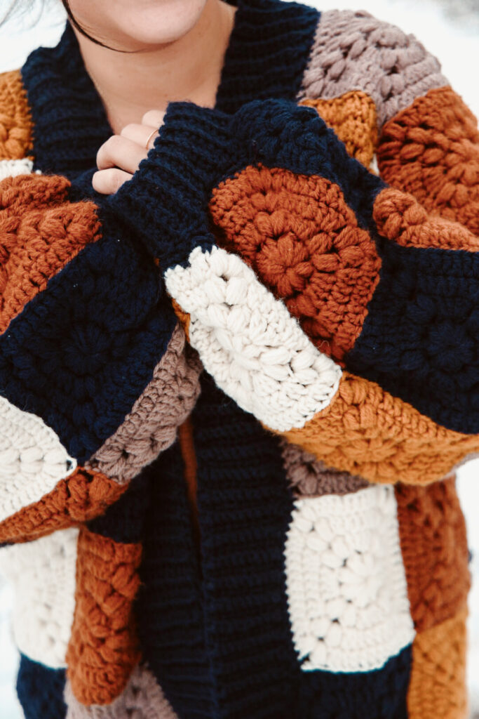 How To Crochet The Never Off Granny Squares Cardigan - CJ Design Blog