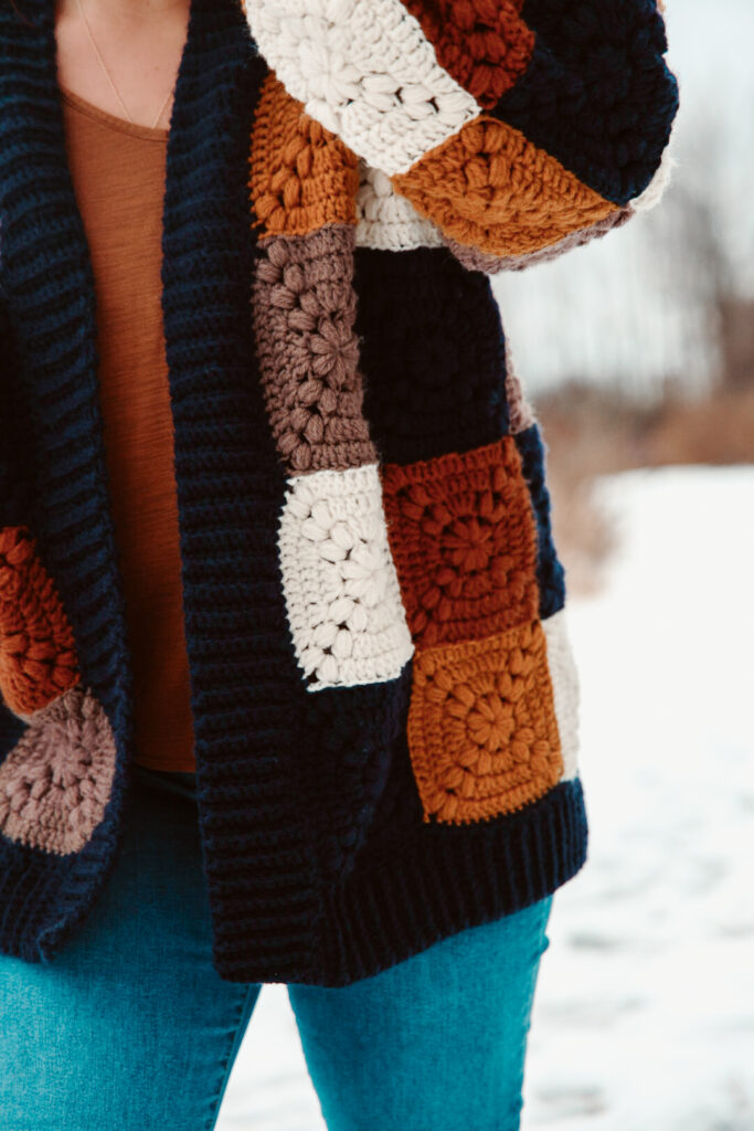 How To Crochet The Never Off Granny Squares Cardigan - CJ Design Blog